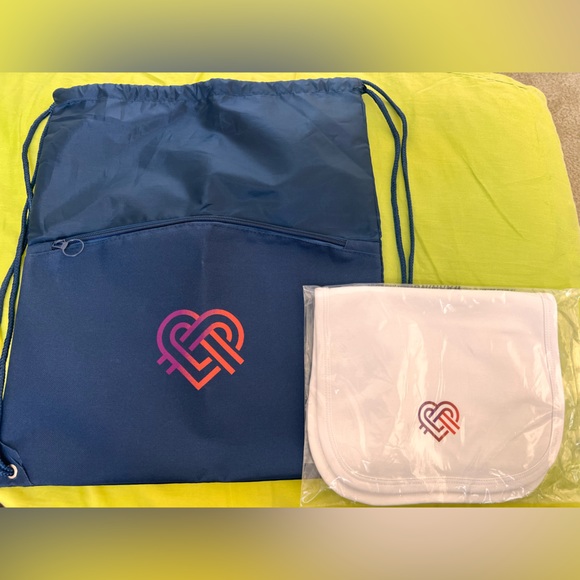 Accessories | Blue String Bag And White Burp Cloth | Poshmark